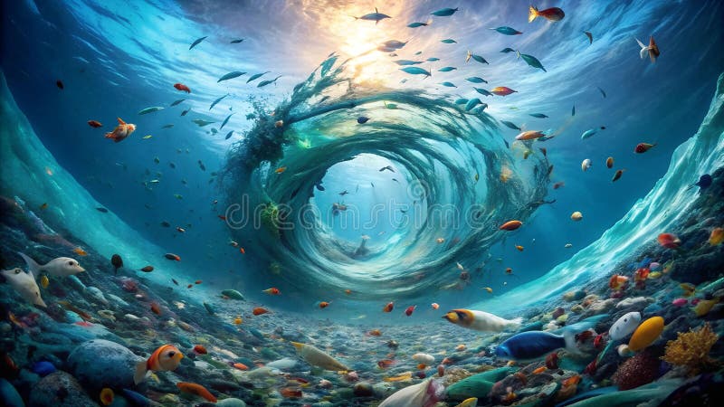 A Majestic Ocean Scene Depicting the Devastating Effects of Pollution ...