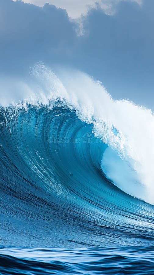 Majestic Ocean Wave with Splashing Water, Powerful Force and Energy ...