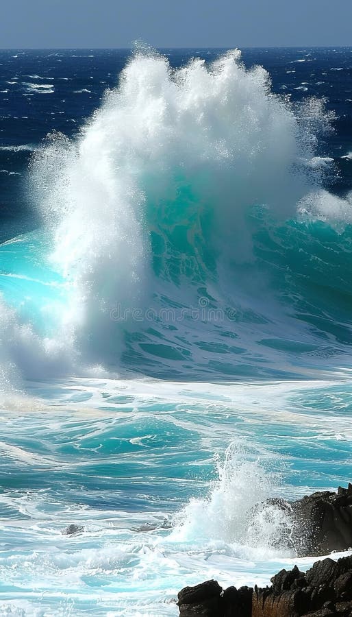 Majestic Ocean Waves Crashing with Force, Creating a Powerful Display ...