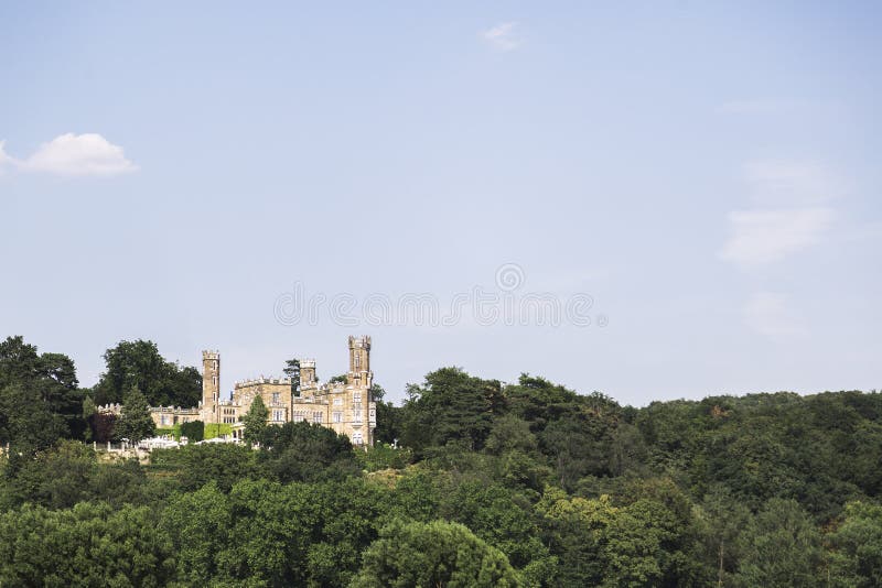 Majestic Old German Castle on the Hill in Summer Forest. Stock Photo ...