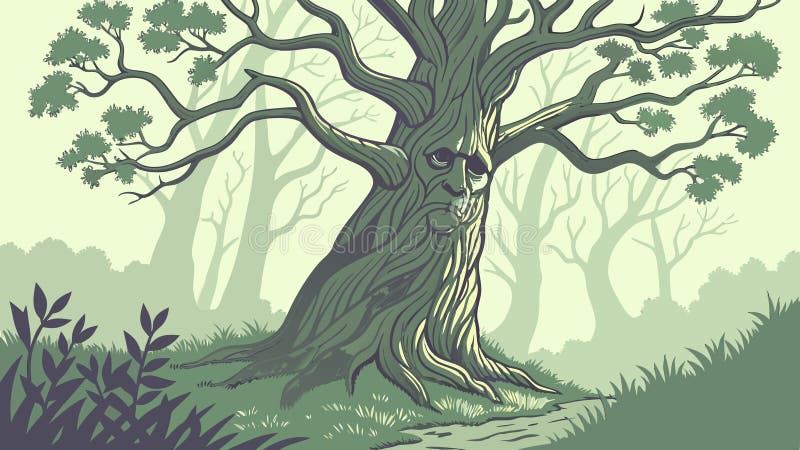 Majestic Old Oak Tree, Nature, Strength, Longevity, Environment Vector ...