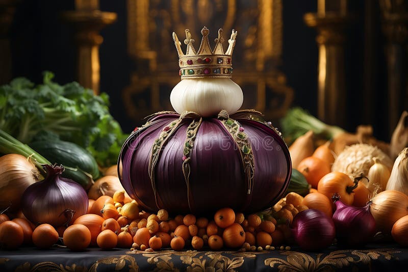 The Majestic Onion King, Royal Vegetable King Onion Concept Stock ...