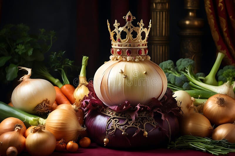 The Majestic Onion King, Royal Vegetable King Onion Concept Stock ...