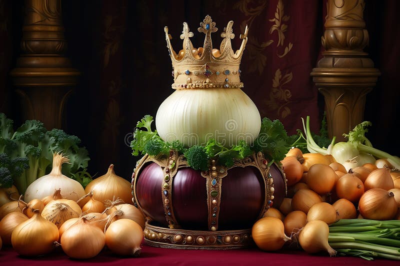 The Majestic Onion King, Royal Vegetable King Onion Concept Stock ...
