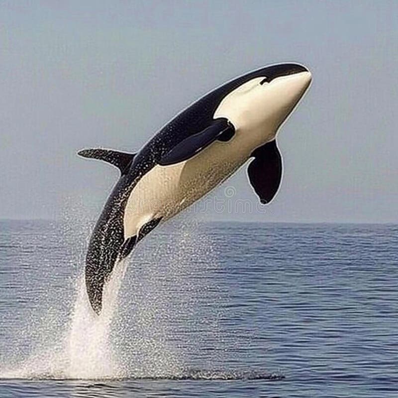 Majestic Orca Breaching the Surface of the Ocean Stock Image - Image of ...