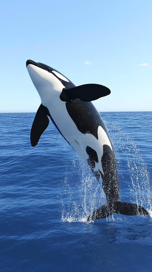 Majestic Orca Breaching the Surface of the Ocean Stock Illustration ...