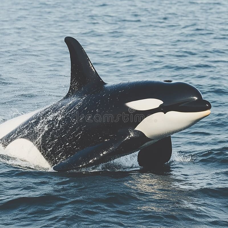 Majestic Orca Breaching the Surface of the Ocean Stock Image - Image of ...