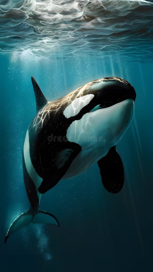 Majestic Orca Illuminated Underwater Ethereal Ocean Beauty Stock ...