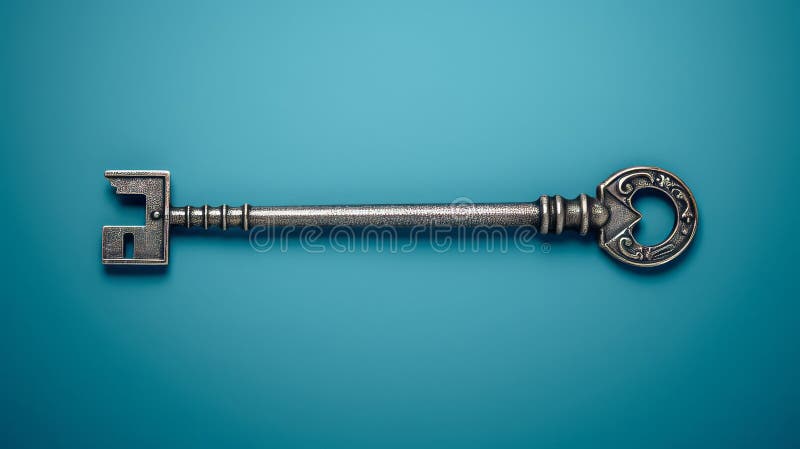 Majestic Ornate Key on Solid Background with Copy Space Stock ...