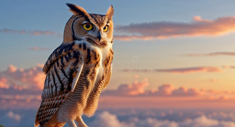 Majestic Owl Profile Golden Hour Sunset Stock Photos - Free & Royalty ...
