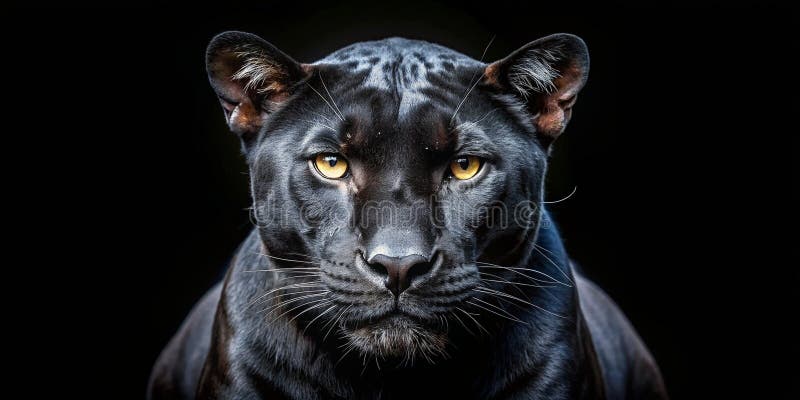 Majestic Panther Front View Against a Black Canvas Generative by AI ...