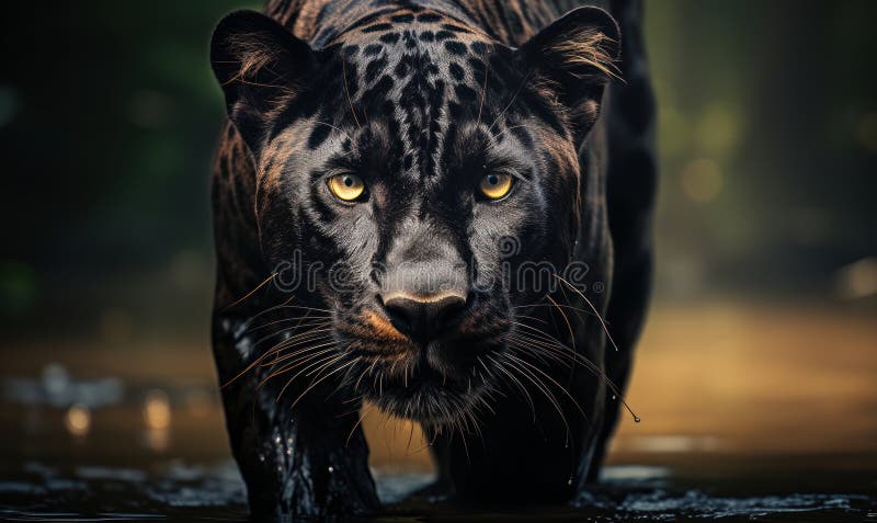 Majestic Panther Front View of a Fierce Predator Stock Illustration ...