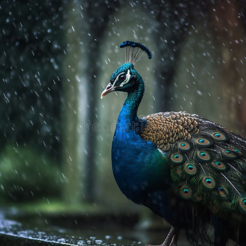 A Majestic Peacock Displaying Its Feathers Stock Illustration