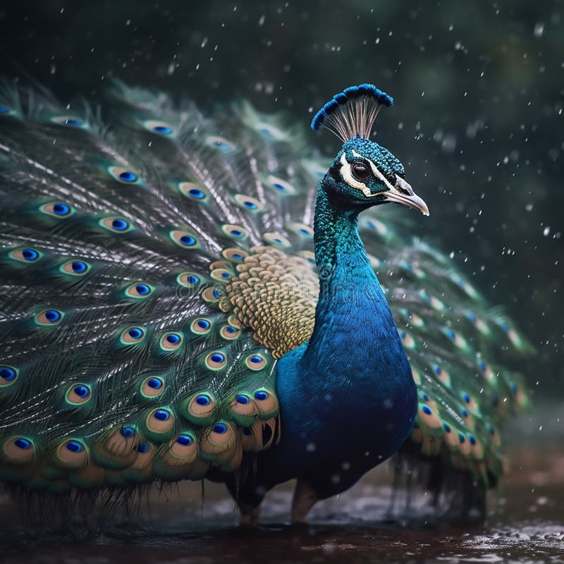 A Majestic Peacock Displaying Its Feathers Stock Illustration