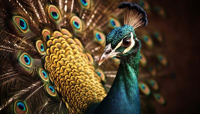 Majestic Peacock Displays Ornate Feather Pattern Generated By Ai Stock Illustration