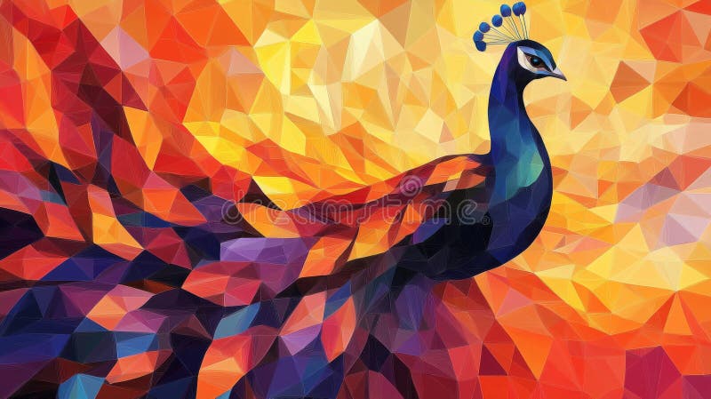 Majestic Peacock in Geometric Abstract Style Stock Illustration ...