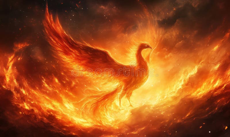 Majestic Phoenix Rising Flames Vibrant Display Fire Light Stock Photos ...