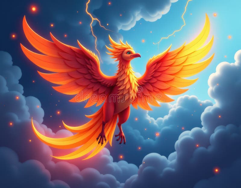 Majestic Phoenix Soaring through the Heavens Stock Illustration ...