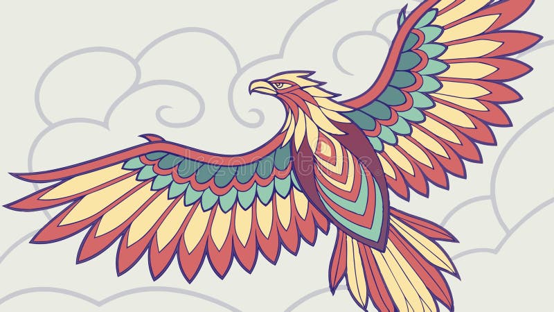Majestic Phoenix Vector Art, Elegant Design with Flowing Tail Feathers ...