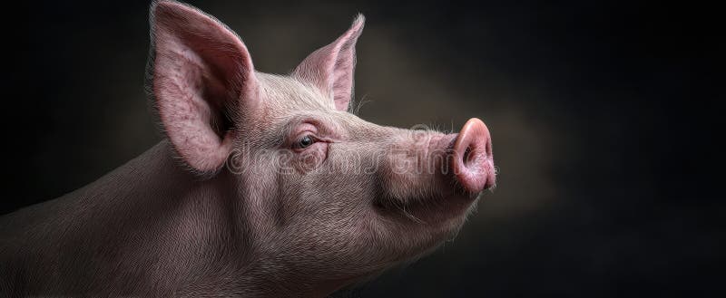 The Majestic Pig Posing in Profile Against a Dark Backdrop. AI ...