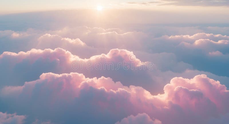 Majestic Pink Clouds Illuminated by Sun Rays during the Day. Stock ...