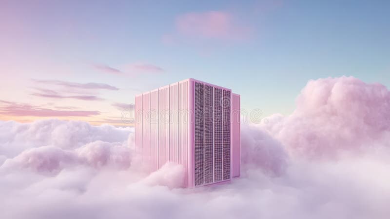 Majestic Pink Skyscraper Ascends through the Clouds, a Vision of Urban ...