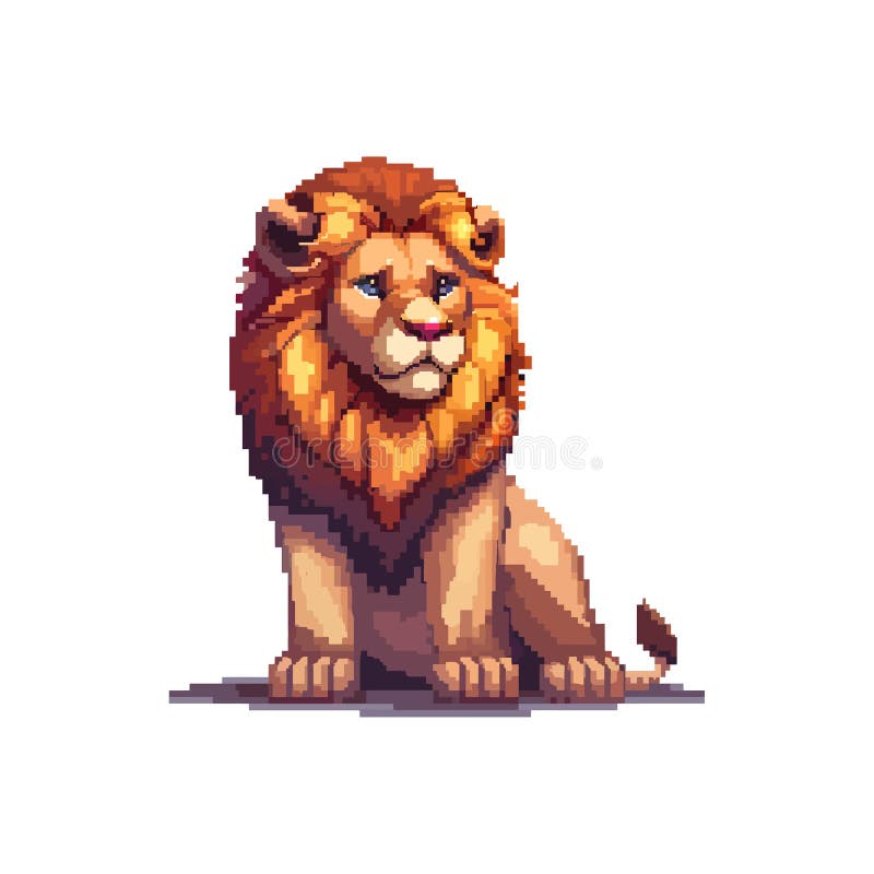 Majestic Pixel Art Lion. Vector Illustration Design Stock Illustration ...