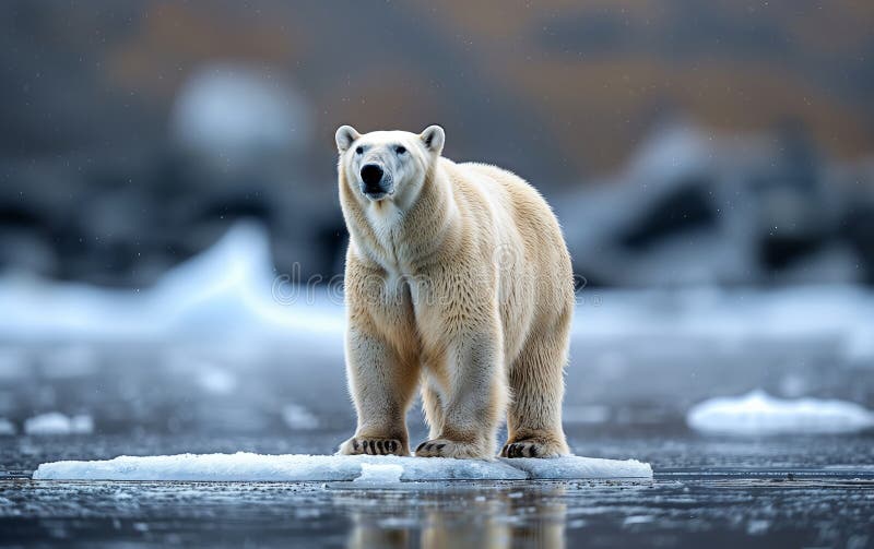 Majestic Polar Bear on Ice Floe Stock Illustration - Illustration of ...