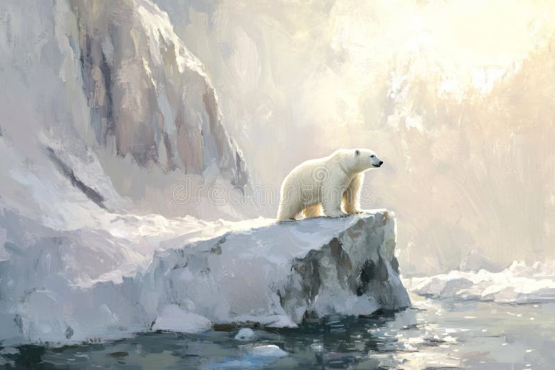 Majestic Polar Bear on Iceberg in Serene Arctic Landscape Stock ...