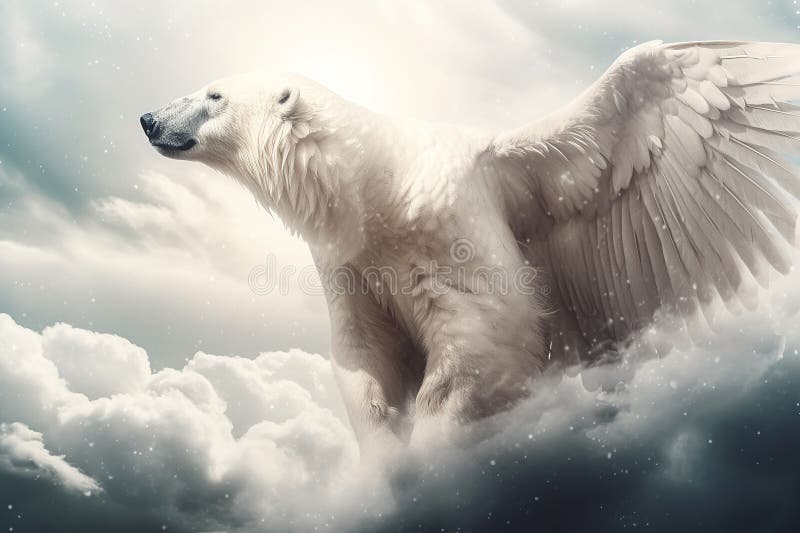 Majestic Polar Bear Soars through the Sky with Powerful Wings ...