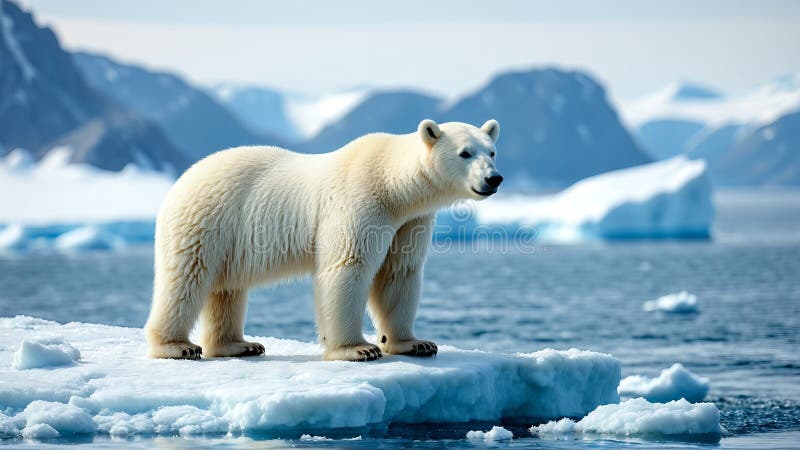 Majestic Polar Bear Standing on Iceberg in Pristine Arctic Landscape ...