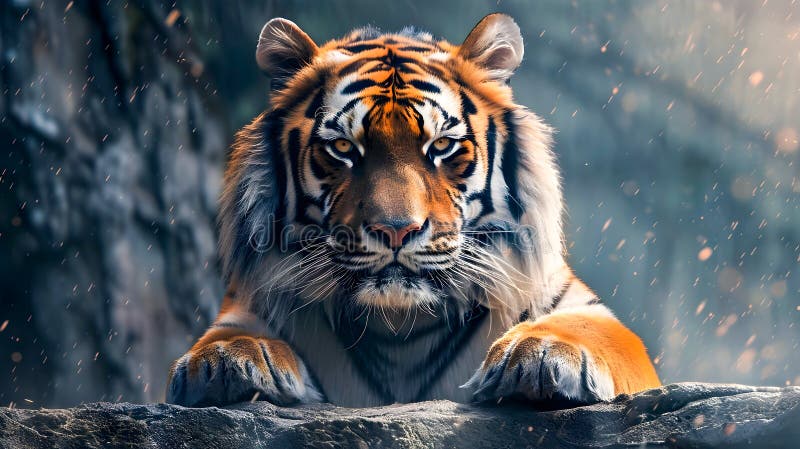 Majestic and Powerful Bengal Tiger in Dramatic Winter Landscape Scene ...