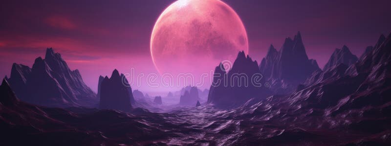 Majestic Purple Moonscape Purple Effect Generative AI Stock ...
