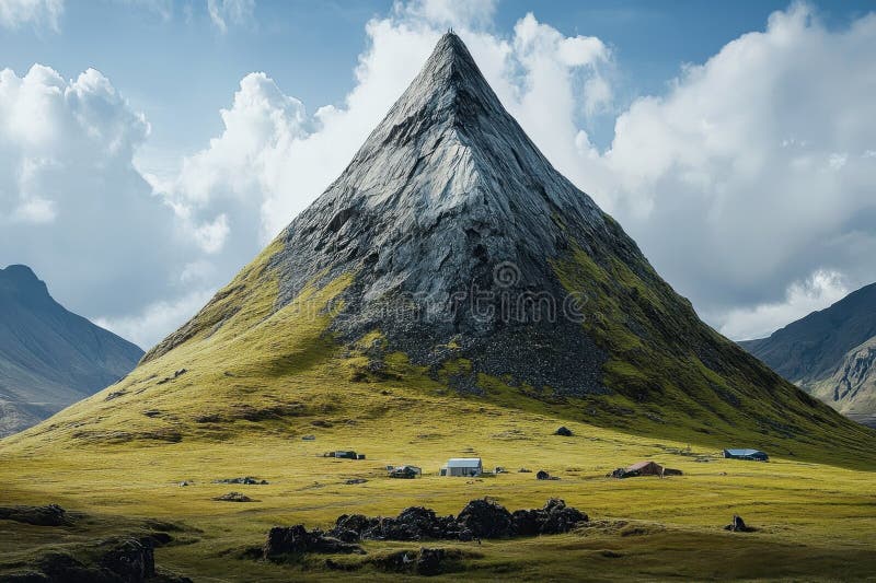 Majestic Pyramid Shaped Mountain Surrounded by Lush Greenery and ...