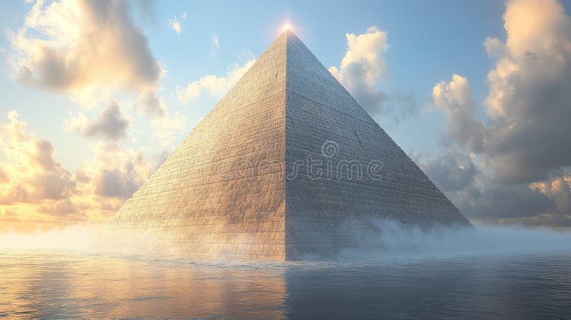 Majestic Pyramid with Triangular Base Reflecting in Serene Water at ...