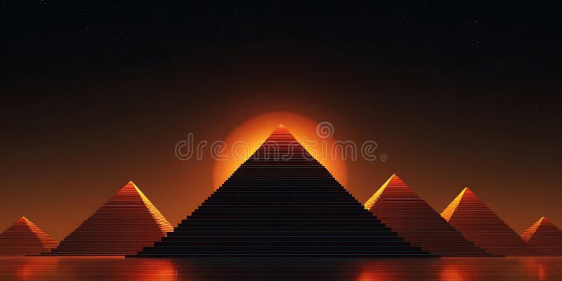 Majestic Pyramids at Sunset Egypt Landscape Stock Illustration ...