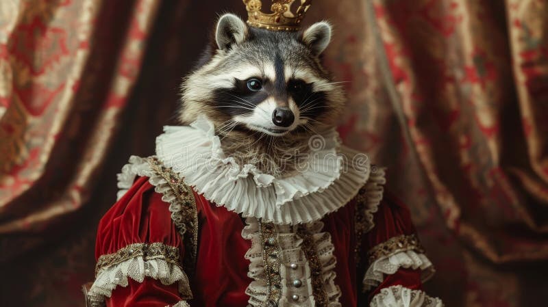 Majestic Raccoon King in Regal Attire Stock Illustration - Illustration ...