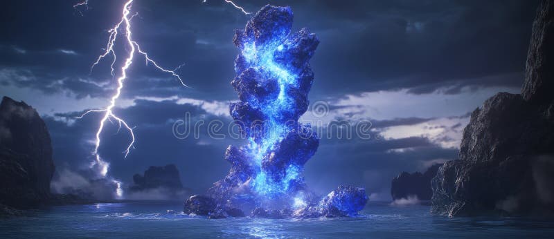 A Majestic, Radiant Tower Ascends into the Sky, Accompanied by Dramatic ...