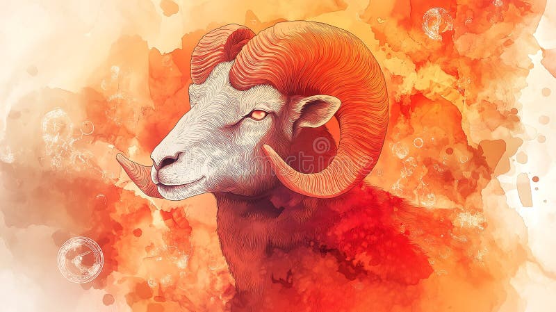 Majestic Ram Displaying Vibrant Colors with Abstract Background in a ...