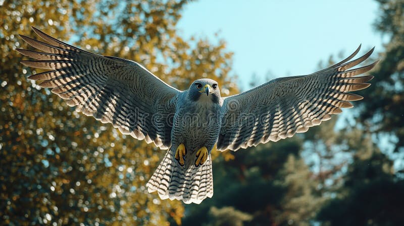 Majestic Raptor in Flight Above a Forest Stock Illustration ...