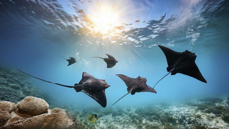 Generated Image Ray Dance in the Deep Blue Stock Illustration ...