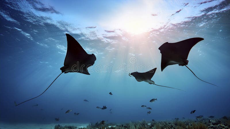 Generated Image Ray Dance in the Deep Blue Stock Illustration ...