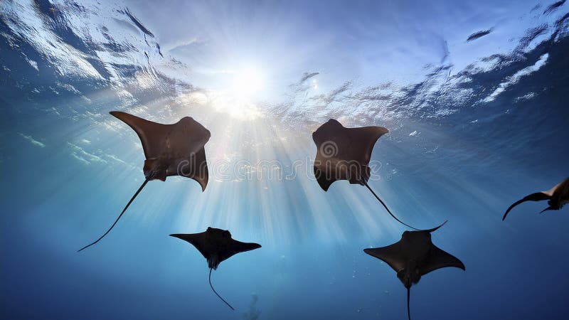 Generated Image Ray Dance in the Deep Blue Stock Illustration ...