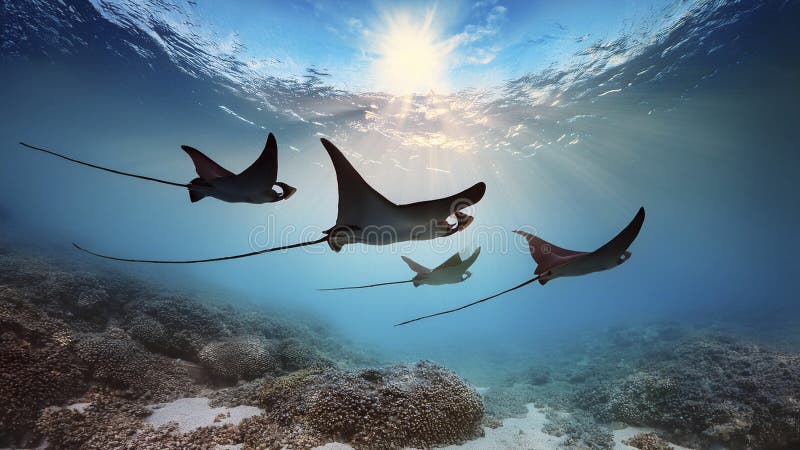 Generated Image Ray Dance in the Deep Blue Stock Illustration ...