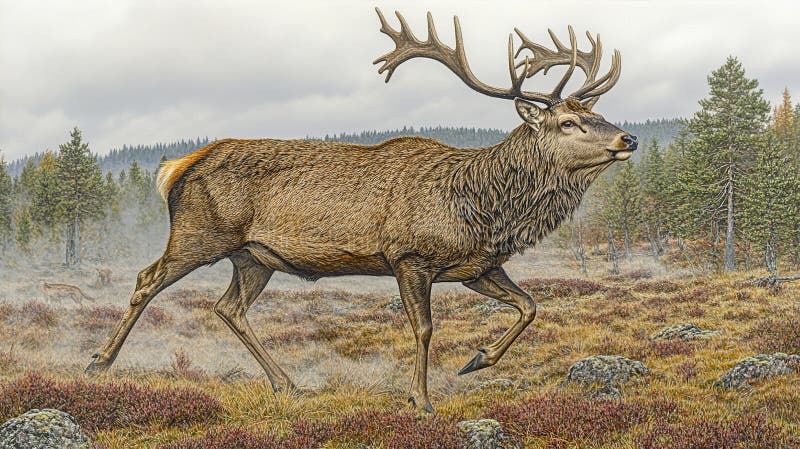 Majestic Red Deer Walking Autumn Forest Mist Stock Photo - Image of majestic, deer: 365381048