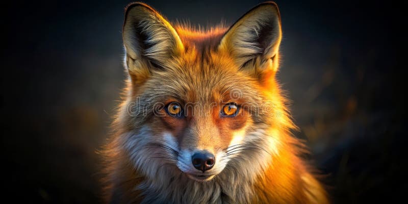 Majestic Red Fox Portrait in Golden Hour Light. Generative AI Stock ...