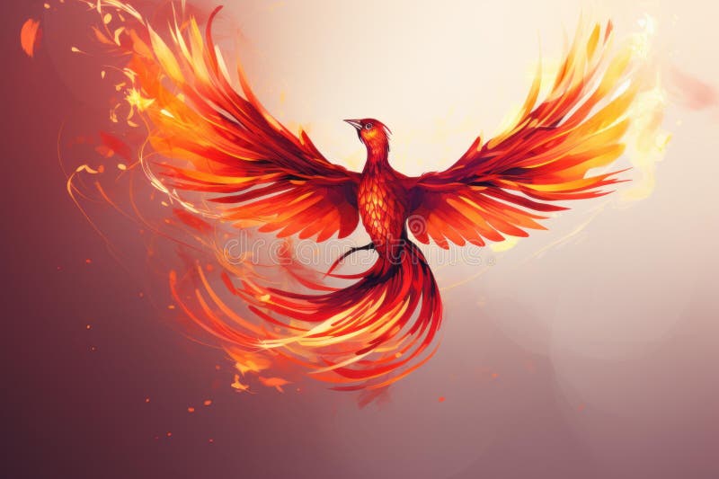 Majestic Red Phoenix Bird. Fire Fantasy Bird Stock Illustration ...