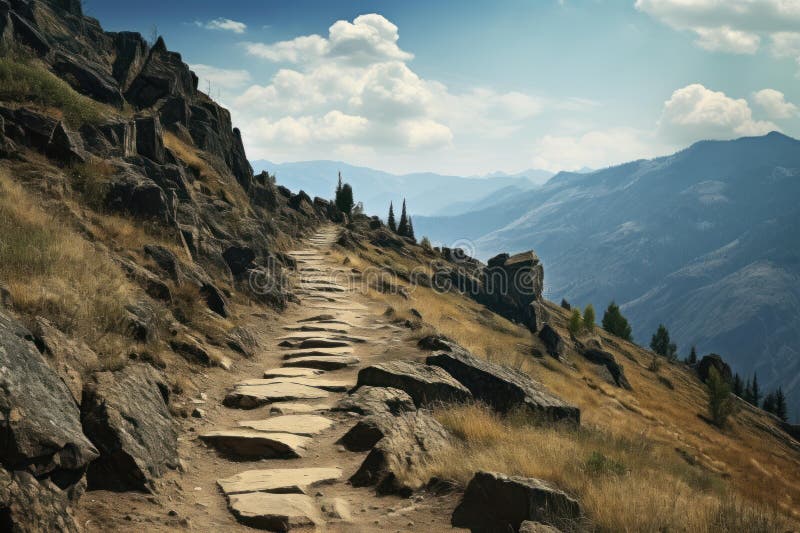 Majestic Rock Path Mountain Generate Ai Stock Photos - Free & Royalty ...