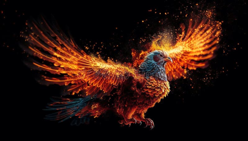 Majestic Rooster Flying with Multi Colored Feathers Generated by AI ...