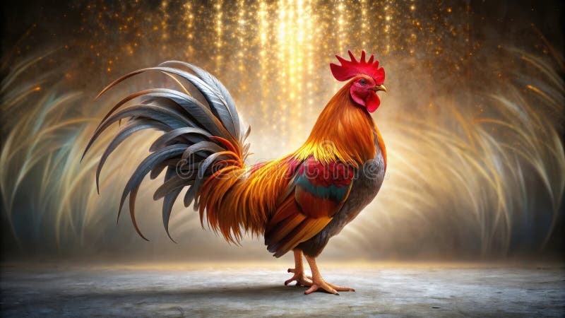 Majestic Rooster in a Glowing Setting, a Symbol of Pride and Vibrancy ...